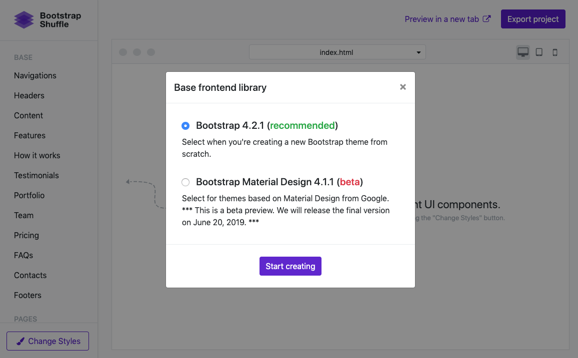 Material Design is coming to our Bootstrap builder! | Shuffle