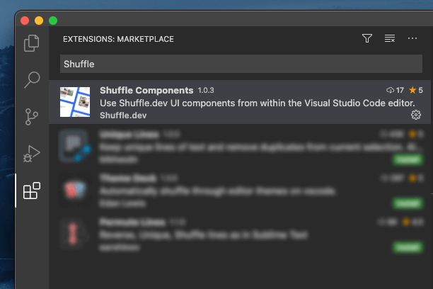 Visual Studio Code extension for Shuffle UI components | Shuffle