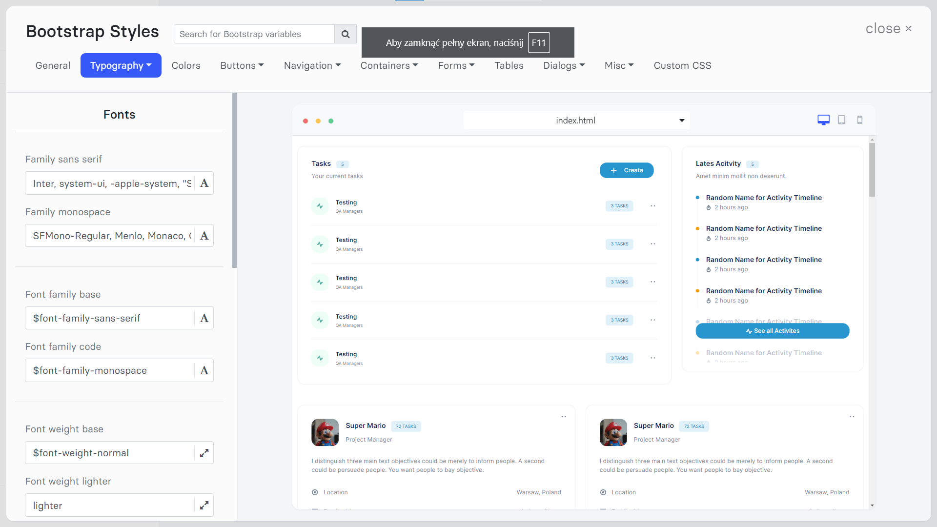 Dashboard template in Bootstrap - Sirius UI | Shuffle